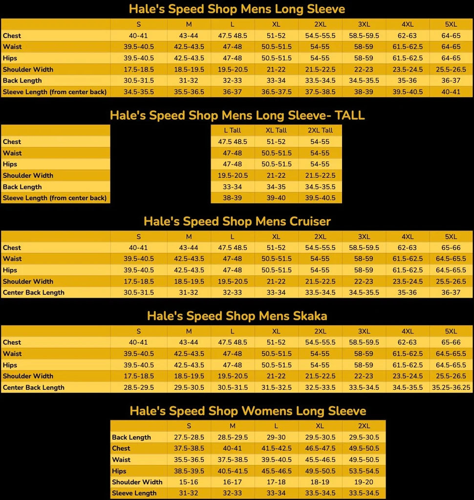 Your Complete Size Guide | Hales Speed Shop